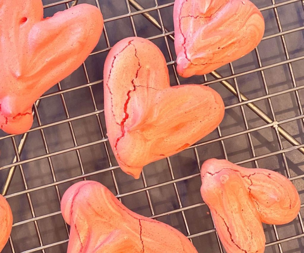 Valentine's Day Heart Shaped Meringue Cookies - Eat Dessert First